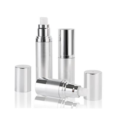 China Frosted 15ml 30ml 50ml Airless Cosmetic Bottles Silver Plating Carton Packing for sale