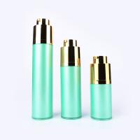 China Airless Green Empty Cosmetic Bottles PMMA Material With Gold Plating Pump for sale