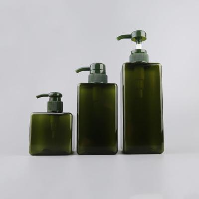 China Garrafa plástica vazia quadrada verde 250ml 450ml 350ml da bomba da loção dos PP à venda