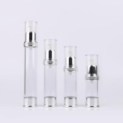 中国 銀製のプラスチックめっきは30ml空気のない化粧品のびんを肋骨で補強しました 販売のため
