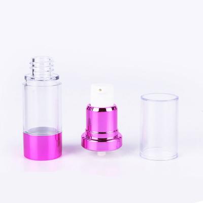 Cina Bottiglia senz'aria del pulsometro della lozione di plastica trasparente rosa di placcatura in vendita