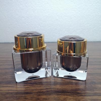 China High quality 15g 30g 50g brown plastic PMMA acrylic glod plating cream jar supplier cosmetic packaging for sale