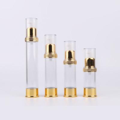 Cina bottiglia senz'aria della pompa di vuoto della lozione del fondo dell'oro di 10ml 15ml in vendita