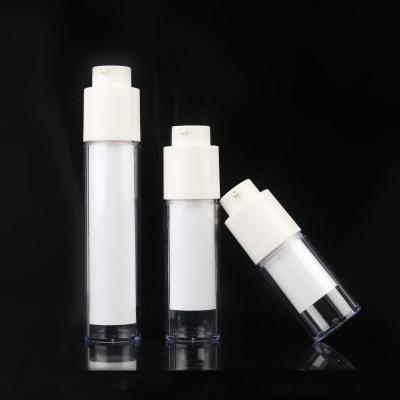 Cina 15ML 30ML 50ML di plastica bianca PP girare l' attuatore OEM lozione rotonda pompa senza aria flacone in vendita