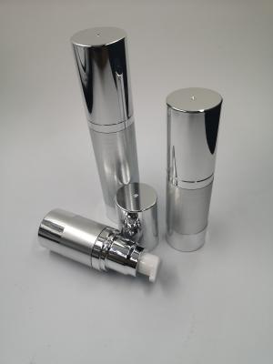 Cina 15 ml 30 ml 50 ml di plastica PP ABS AS argento in corpo trasparente per la crema di cura personale bottiglia pompa senza aria rotonda cosmetica in vendita