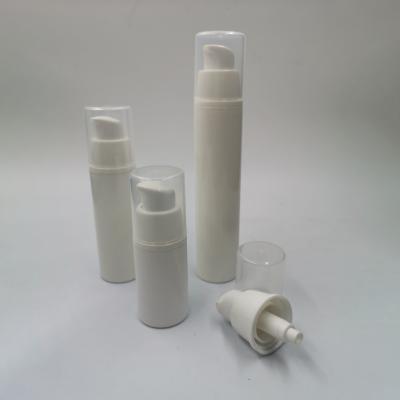 中国 15ml 30ml 50ml white body overcap plastic PP China manufacturer round dispenser airless pump bottle cosmetic 販売のため