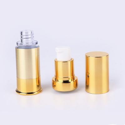 中国 Pearly 10ML 15ML 20ML 30ML gold plastic PP China manufacturer skin care round airless pump bottle cosmetic packaging 販売のため