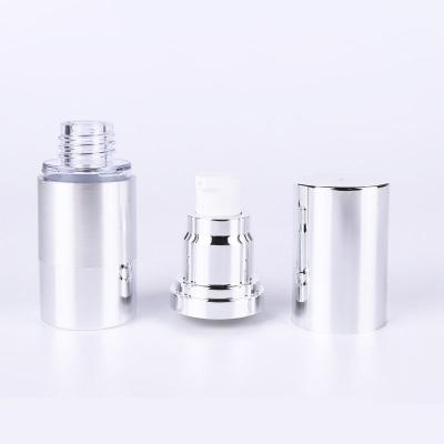 Cina Empty 15ml 30ml 50ml plastic PP silver in frosted body manufacturers traveling round airless pump bottle wholesale in vendita