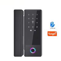Quality Smart Glass Door Lock Black Fingerprint Keypad Door Lock Security for sale