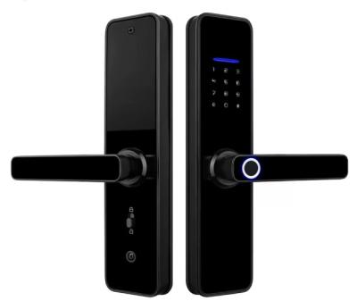 China Fechadura de porta digital automática preta 35 mm - 55 mm Fechadura de porta eletrônica com impressão digital à venda