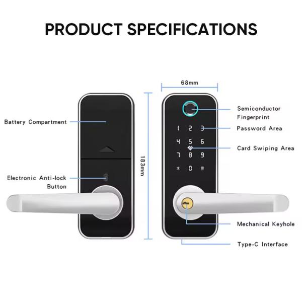 Quality Zinc Alloy Smart Front Door Lock Bluetooth Digital Keypad Door Lock 35mm - 55mm for sale