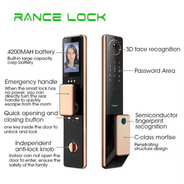 Quality Wifi Smart Door Lock Bluetooth 3D Face Lock OEM ODM For Home for sale
