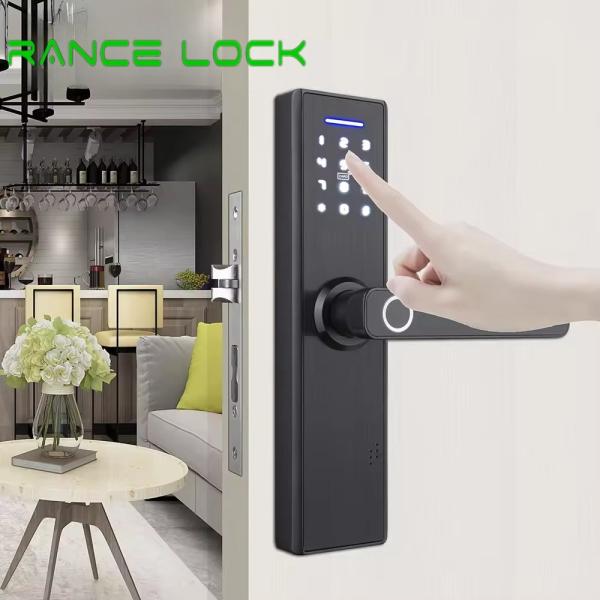 Quality WiFi Bluetooth Digital Door Lock Black Bluetooth Fingerprint Door Lock 154*63*24mm for sale