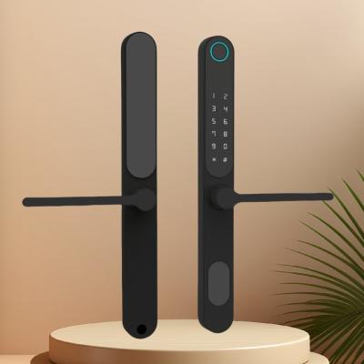 China TUYA APP Biometric Keyless Glass Door Lock for 35MM Panel Size Aluminum Sliding Smart Door for sale