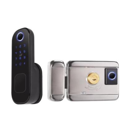 China Smart Home Digital Fingerprint Glass Door Lock Frameless Push Sliding Glass Door for sale