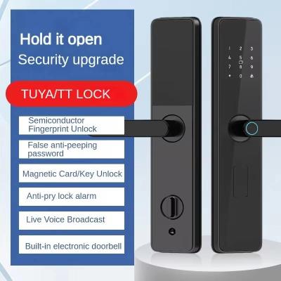 China Smart and Secure Tuya Bluetooth Electric Door Knob Keyless-Entry Digital Fingerprint Smart Door Lock with Code Passcode for sale