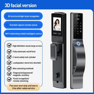 중국 3D 얼굴 인식 디지털 스마트 도어락 알루미늄 목재 문 가정 보안용 판매용