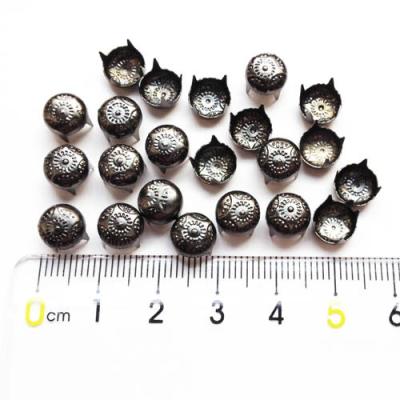 China Brass Gun Metal Nailheads 8mm ; Long Leg Pronged Nail Heads; Metal Nailhead for Leather Work for sale