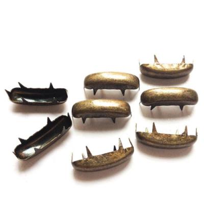 China Brass Nailheads Lead Free Nickel Free ; Long Leg Pronged Nail Heads; 19X5.5mm Metal Nailhead for Leather Work for sale
