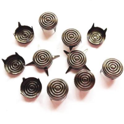 China Gun Metal Bullseye Studs for Leather 9mm ; Long Leg Pronged Nail Heads; 9mm Metal Nailhead for Leather Work for sale