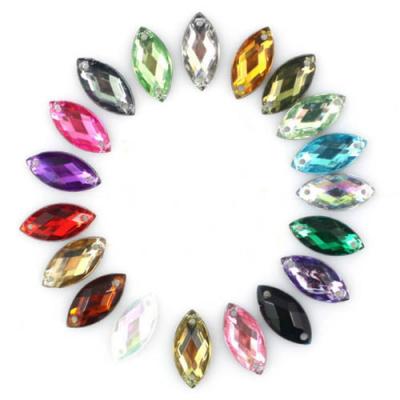 China Acrylic Sew On Rhinestone 7x15mm Navette; Sew-on Stones for Bridal Dress; Sew-On Jewels for Garments for sale