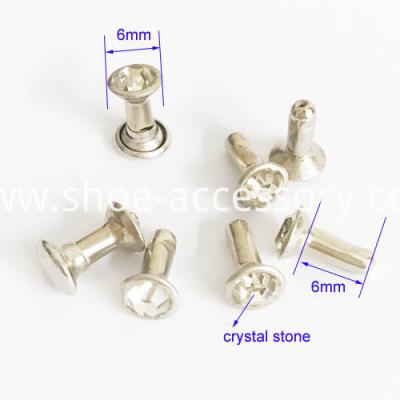 China Long Leg Rivets With Crystal Stone Setting; Crystal Diamond Rivets; Crystal Round Rhinestone Rivets for sale