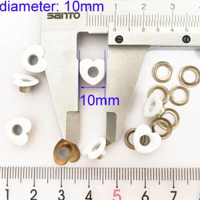 China Fashion Heart Eyelets with White Paint; Brass White Heart Eyelets with Washer; Heart Shaped Eyelets for Leathercrafts for sale