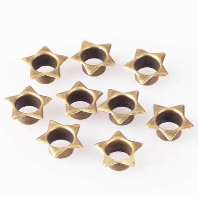 China Star Shaped Eyelets Antique Brass for Fabric; Star Antique Brass Eyelets; Metal Silver Star Eyelets with Washer for sale