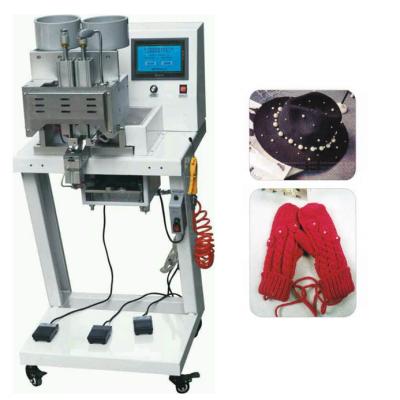 China Double Heads Four Prongs Round Pearl Attaching Machine;  Automatic Nail Head Rivet Setting; Pronged Metal Studs Setting for sale