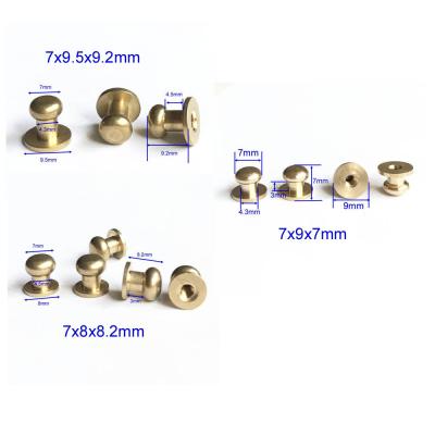 China 7mm Head Button Stud ScrewBack Studs;Ball-Head Button Stud Screw Back; Ball head Buttons Rivets Joining Screw Raw Brass for sale