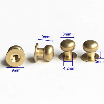 China 8mm Head Button Studs ScrewBack Studs; Raw Brass Screw Leather Button Studs Top Head 8mm for sale