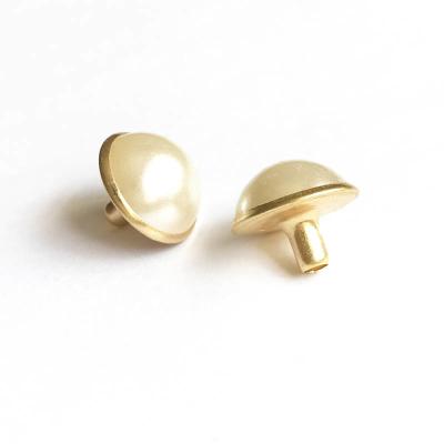 China Milky Pearl Rivets 12mm Gold Brushed Finish; Decorative Pearl Buttons Studs for Leather Project for sale