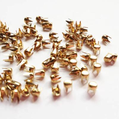 China Gold Brass Flat Top Studs for Leather Project; Pronged Flat Spot Nailheads Long Leg for sale
