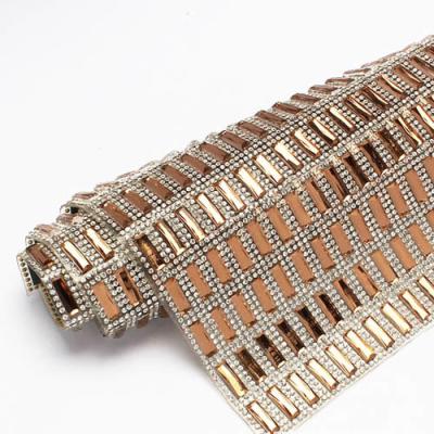 China Sparkling Diamond Mesh Wrap Roll 5x15mm Coffee Glass Stone for sale