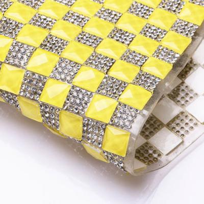 China Fluorescent Yellow Diamond Trims Heat-Transfer BackSide 24x40cm/sheet for sale