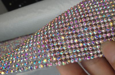 China High Quality Glue-On Back Diamond Mesh Ribbon in Silver Aluminium Setting 45x120cm/Roll for sale
