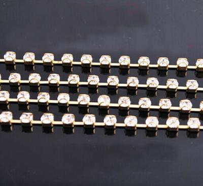 China Plated Gold Diamond D Cup Chain; SS14 Rhinestone Cup Chain Setting for sale