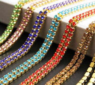 China Rhinestone Round Cup Chain Gold Metal Tone for sale
