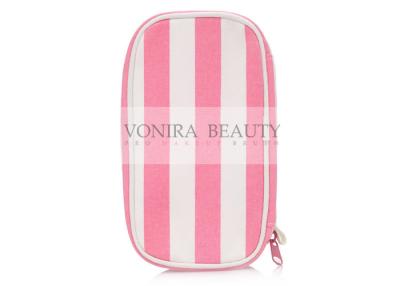 China Synthetic Fiber Makeup Brush Gift Set Pink Stripe Zipper Case for sale