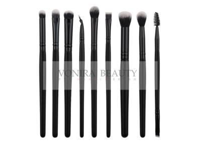 China Black White Hair Tip Taklon Synthetic Hair Makeup Brushes With Glossy Black Ferrules for sale
