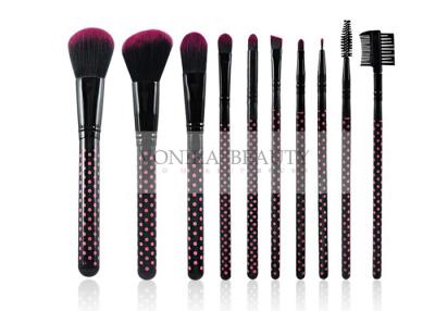 China Dual Tones Synthetic Hair Makeup Brush Set With Beautiful Dotted Handle for sale