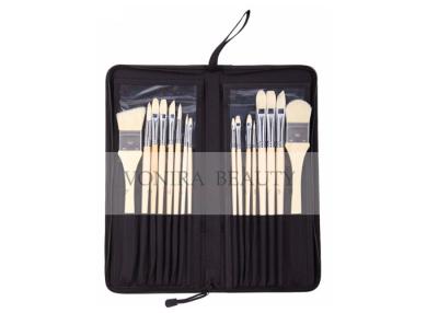 China Artist Professional Body Paint Brushes Set With Carrying Case 16Pcs Watercolor Oil Acrylic Painting Brushes for sale