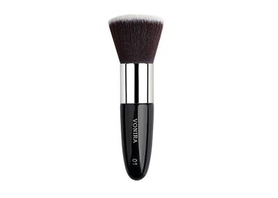 China Private Label Luxury Duo Color Flat Kabuki Makeup Brush With Short Black Handle for sale