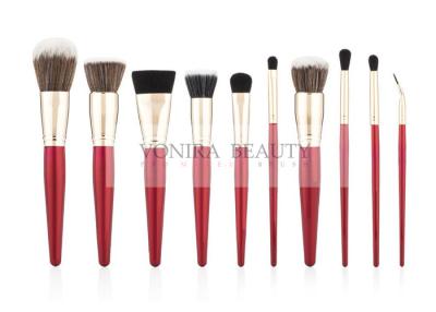 China Premium Prefessional Synthetic Makeup Brush Set With Shiny Red Handle for sale