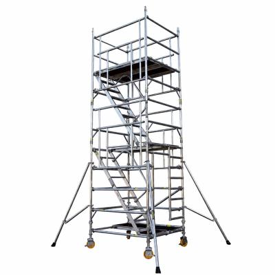 China Aluminum Mobile Scaffolding Tower with 500 kg Weight Capacity Secure Hook Locking System EN1065 Standard Construction Scaffold for sale