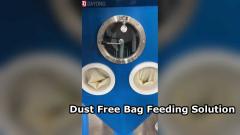 Closed bag breaking dust-free feeding station