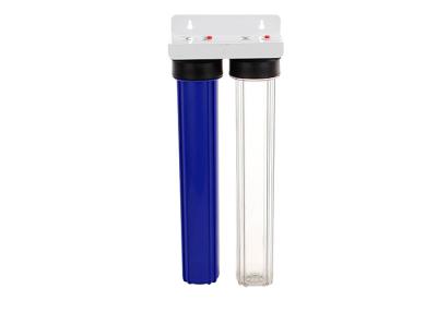 China 20'' slim twin sump blue  water filter housings with 1 inch in/out port for sale