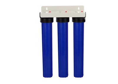 China 20'' slim triple sump blue polypropylene  water filter housings with 3/4 inch in/out port for sale
