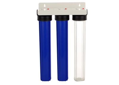 China 20'' slim triple sump blue and clear  water filter housings with 3/4 inch in/out port for sale