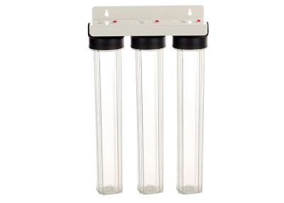 China 20'' slim triple sump clear  water filter housings with 3/4 inch in/out port for sale